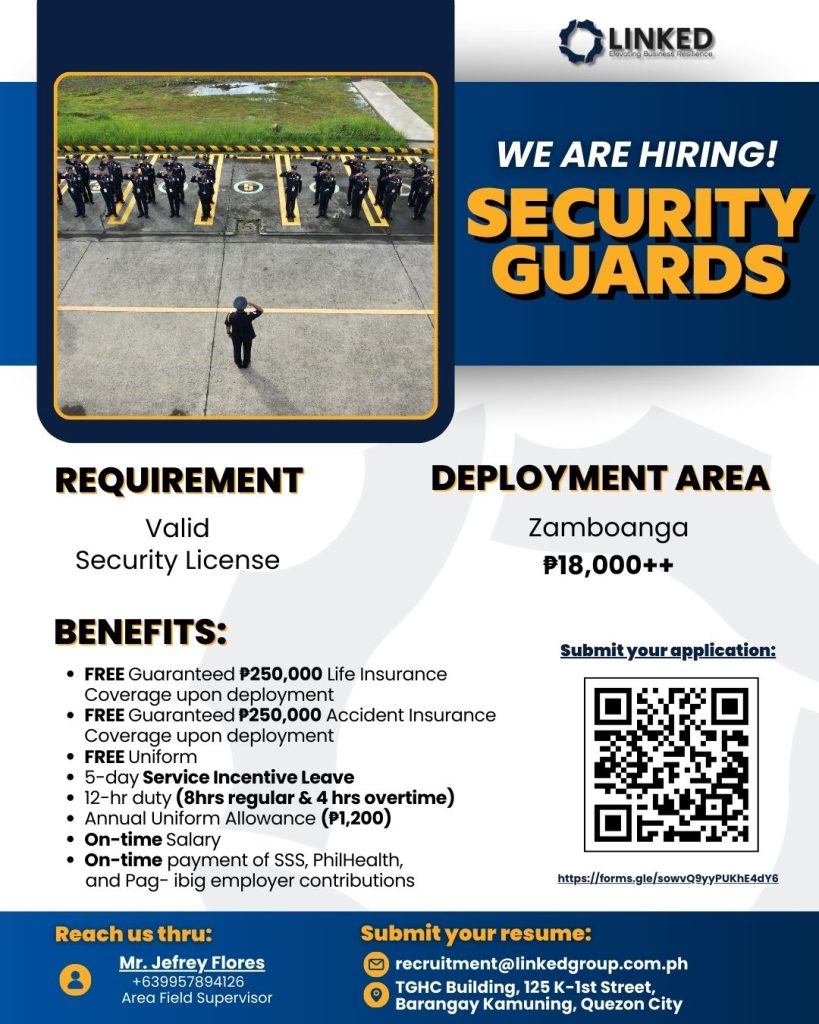 Ang LINKED Group ay Hiring ng Security Guards sa Zamboanga!